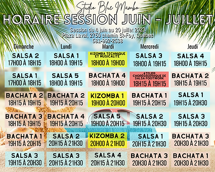 Horaire | Studio Blue Mambo